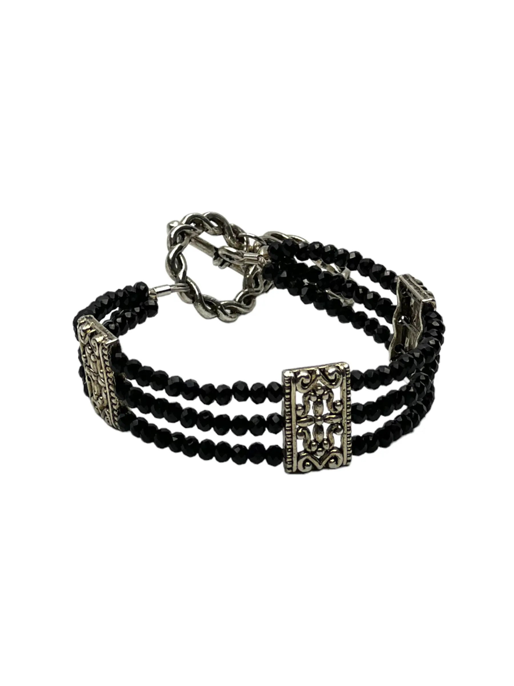 Adjustable Triple Strand Black Crystal Bracelet Made in USA | Michelle ...