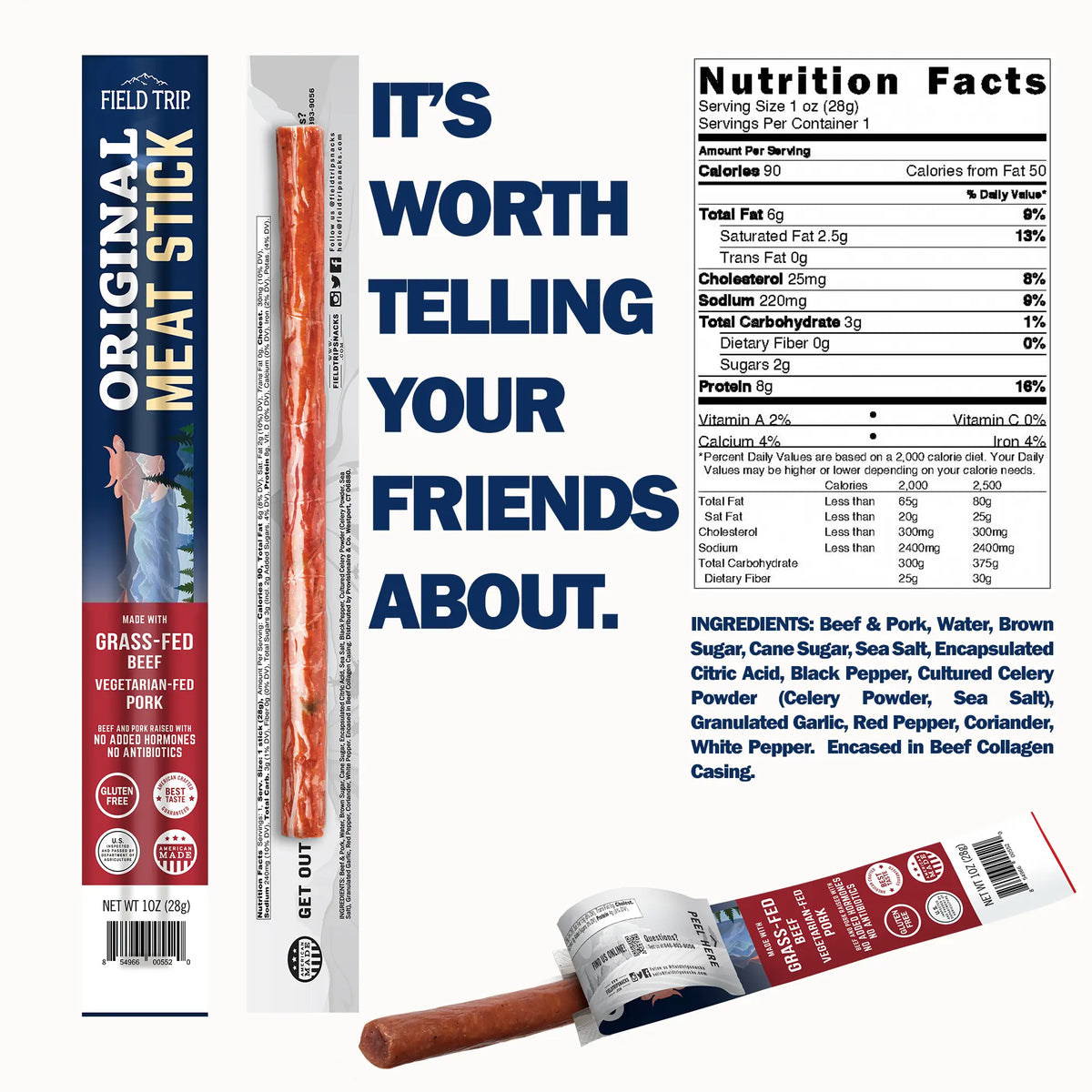 Original Meat Stick 1oz | Made in USA | Grass-Fed Beef– Apollo