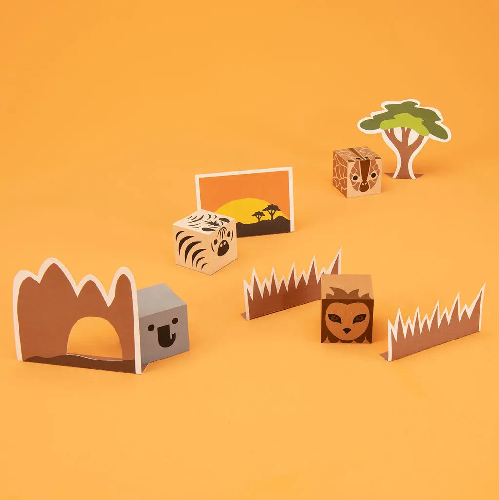 Safari Animal Wooden Blocks Set 1.75 Inch Cubes Made in USA | Uncle ...