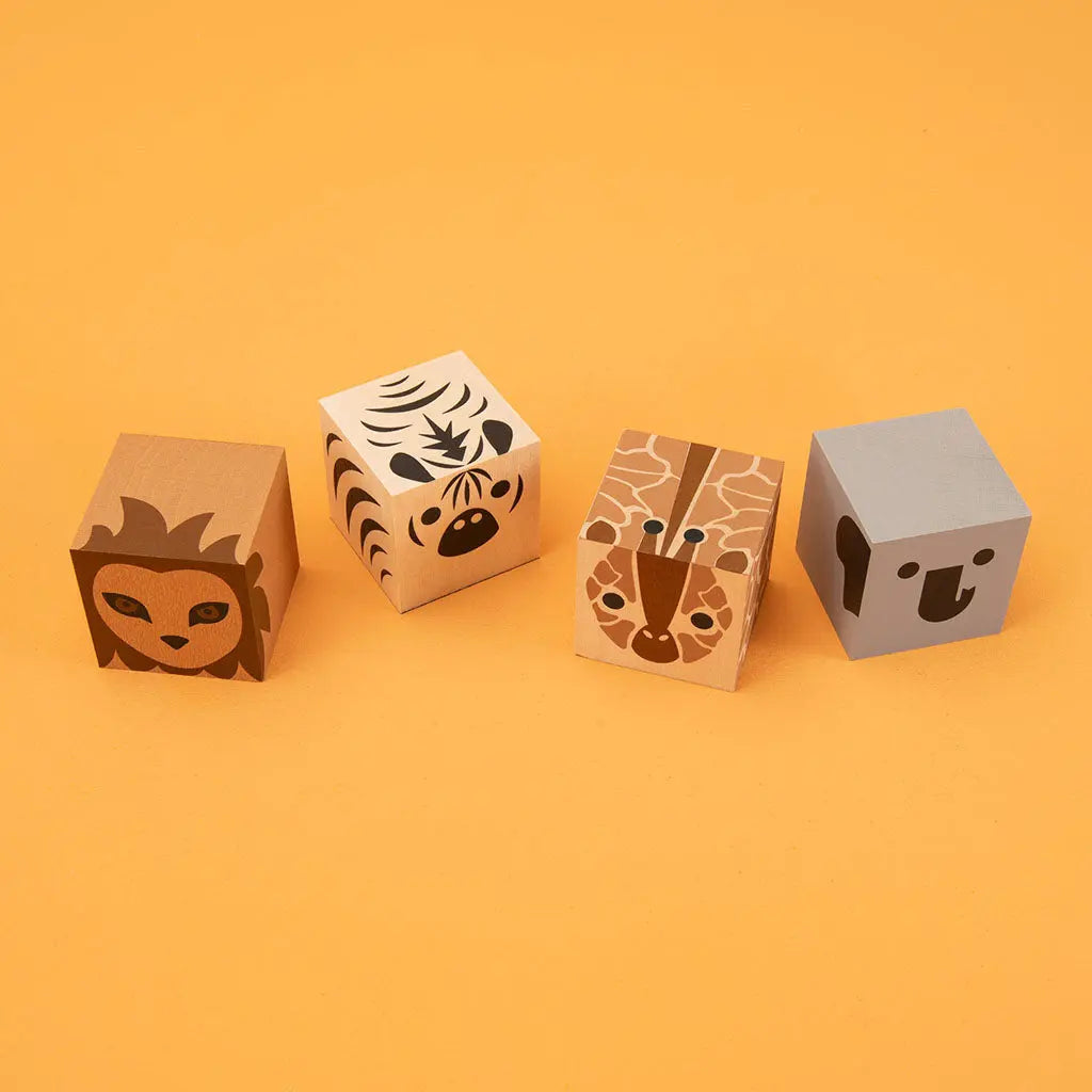 Safari Animal Wooden Blocks Set 1.75 Inch Cubes Made in USA | Uncle ...