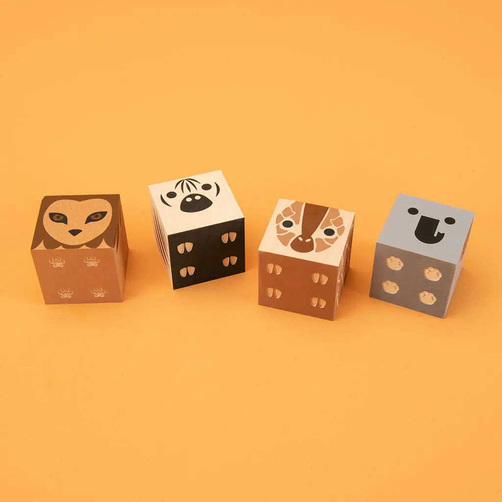 Safari Animal Wooden Blocks Set 1.75 Inch Cubes Made in USA | Uncle ...